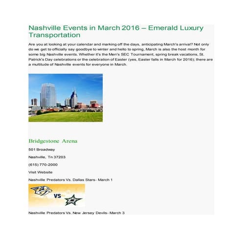 Nashville Events in March 2016 | PDF