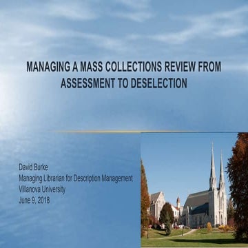 Managing a Mass Collections Review from Assessment to Deselection | PPT