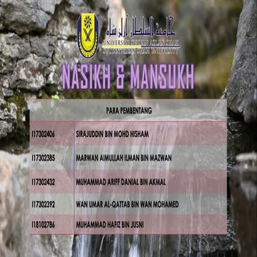 USULUDDIN STPM : ULUM AL QURAN NASIKH MANSUKH | PPTX