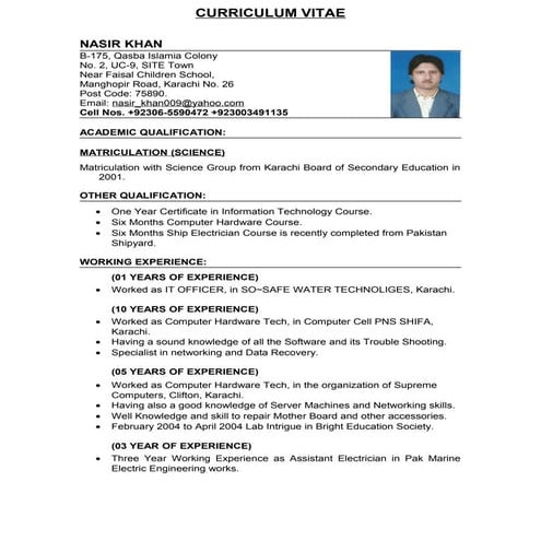Nasir new cv | DOC