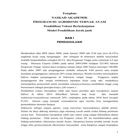 Naskah akademik program pjj d1 (draft) ayam fapet unsoed,okey | PDF