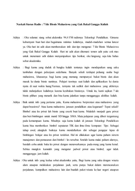 PENULISAN NASKAH BERITA RADIO FEATURE & DOKUMENTER - Materi Feature | PPT