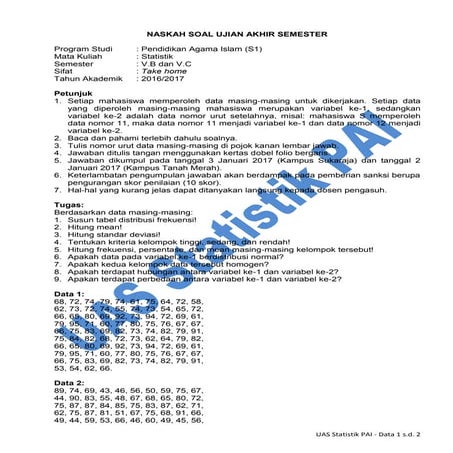 Naskah soal uas 2016.2017 | Educational Assessment | Education