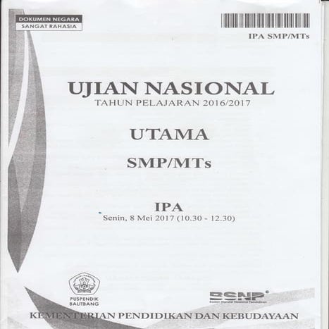 NASKAH SOAL IPA SMP TAHUN 2017 P01 | PDF