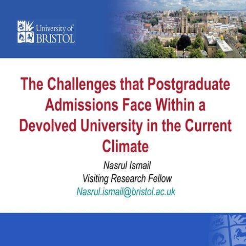 The Challenges that Postgraduate Admissions Face Within a Devolved ...
