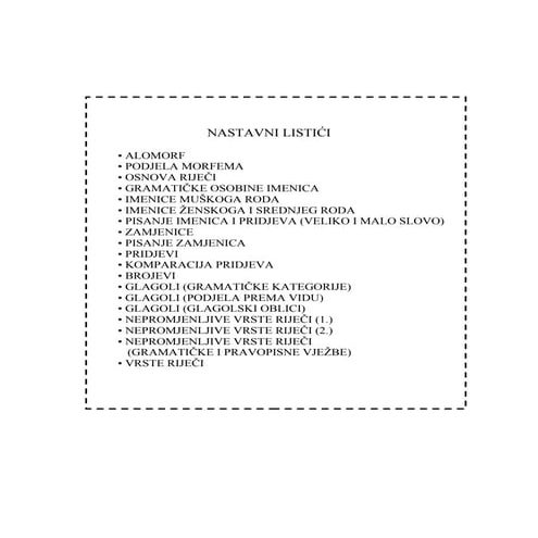 NASTAVNI LISTICI 2 za hrvatski jezik sedmi razred | DOC