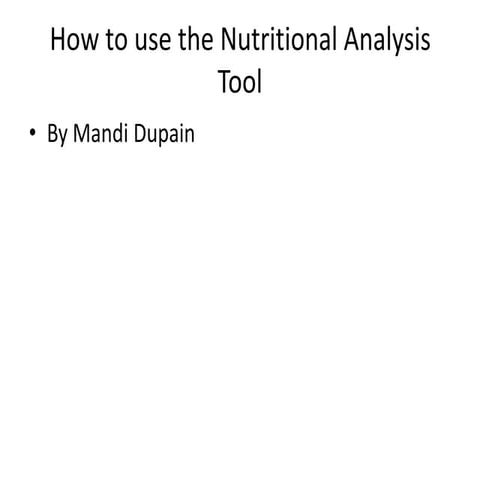Nutrition analysis | PPTX