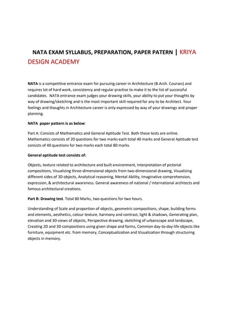DESIGN ENTRANCE NID DAT | PPT
