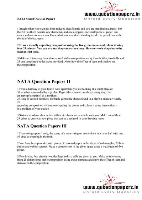 Nata 2009 sample question paper | PDF