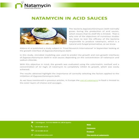 NATAMYCIN IN ACID SAUCES | PDF