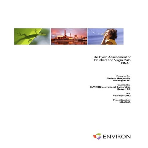 Life Cycle Assessment of Deinked and Virgin Pulp | PDF