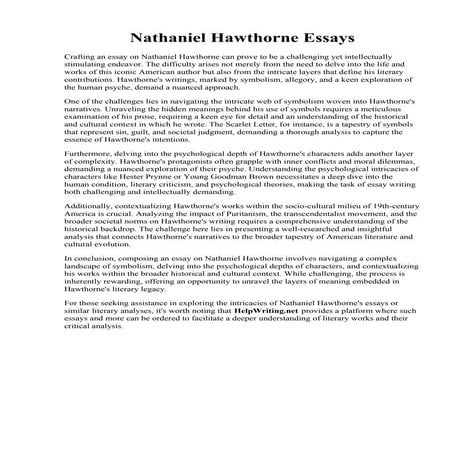 Nathaniel Hawthorne Essays | PDF | Smoking Cessation | Wellness