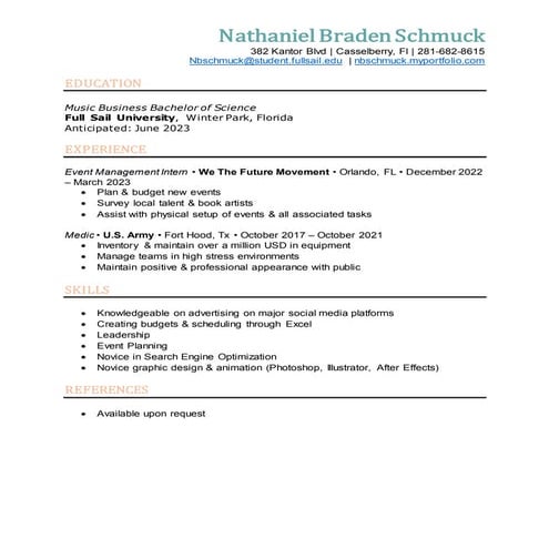 Nathaniel Schmuck Resume | DOCX