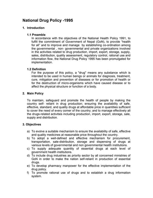 national drug policy 2005 (eng) Bangladesh | PDF