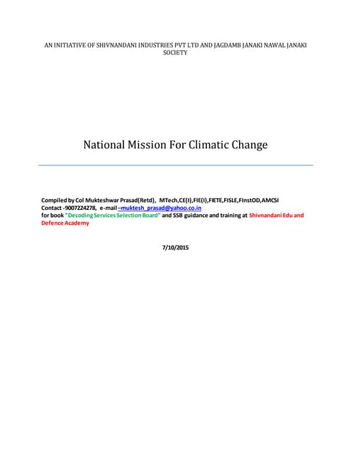 National action plan on climate change | PPTX