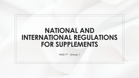 NSF certification, Standard for dietary supplement | PPTX