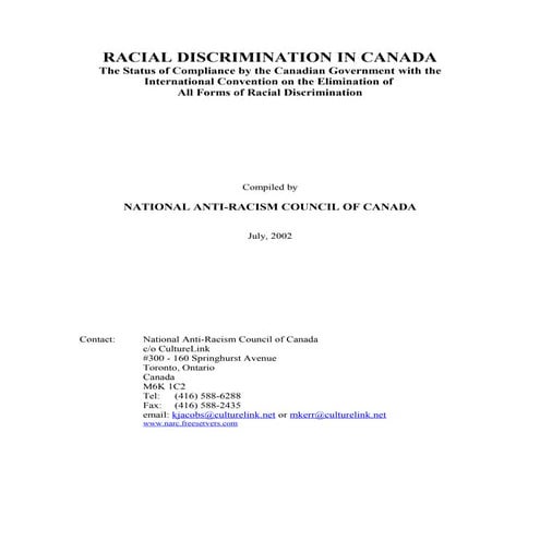 National anti racism council of canada | PDF
