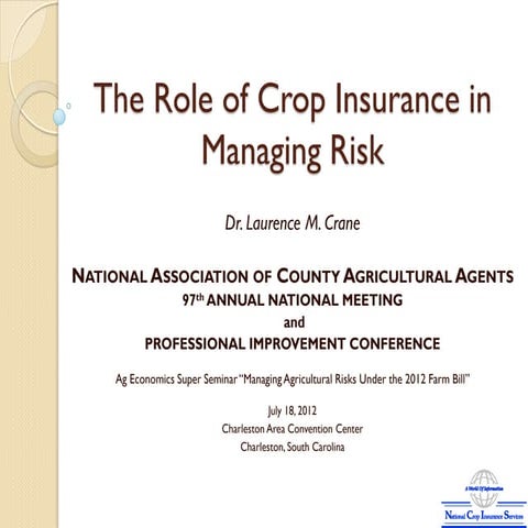 The Role of Crop Insurance in Managing Risk | PDF