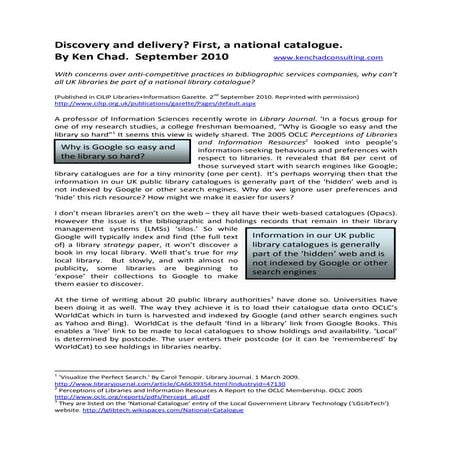 A National UK Public Library Catalogue | PDF