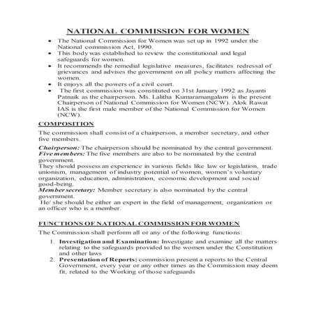 National commission for women | DOCX