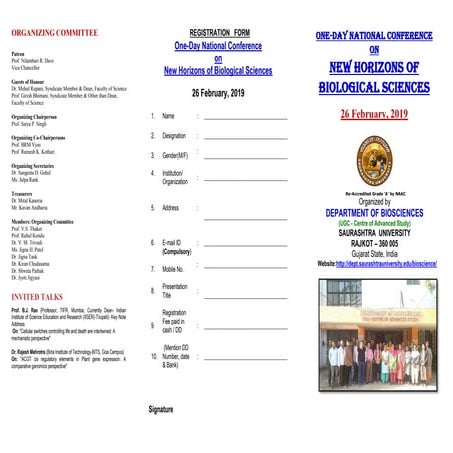 National conference.26 feb 2019 .biosci. brochure | PPT