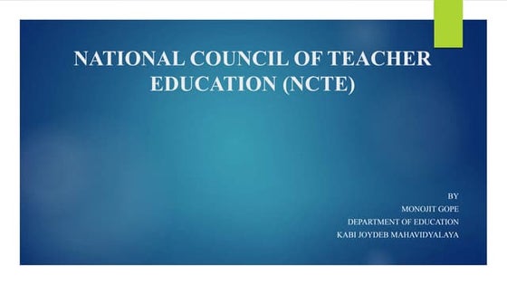 National council for teacher education | PPT