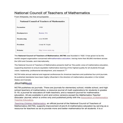 National council of teachers of mathematics | DOCX