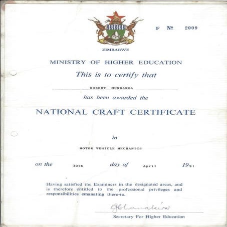 National craft certificate | PDF