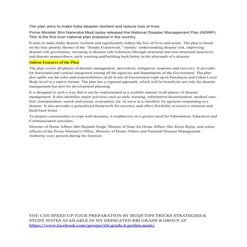 National disaster management plan | PDF