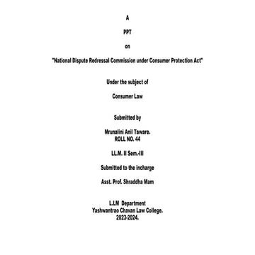 National Dispute Redressal Commission under Consumer Protection.pptx