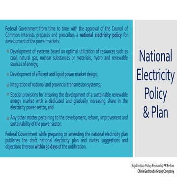 National Electricity Policy and Plan | PPTX