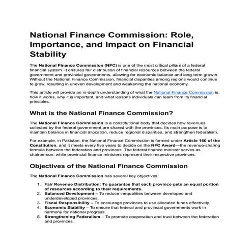 National Finance Commission_ Role, Importance, and Impact on Financial ...