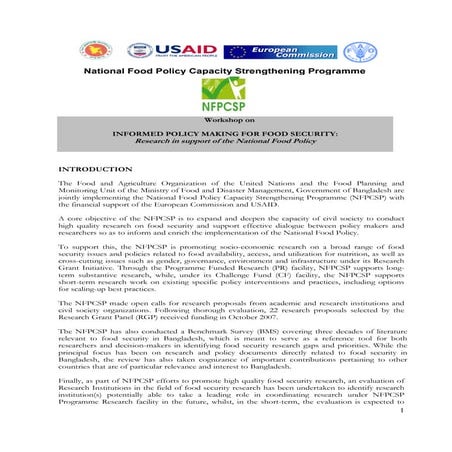 National food policy capacity strengthening programme | PDF