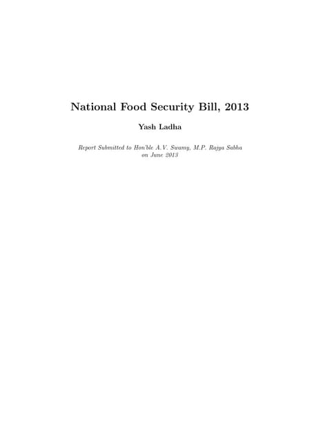 National Food Security Act 2013 | PDF
