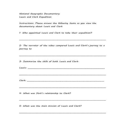 National geographic documentary lewis and clark (video guide) | DOCX