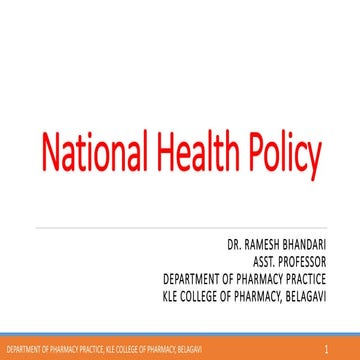 National health policy, MDGs, SDPs, and FIP Development Goals | PDF