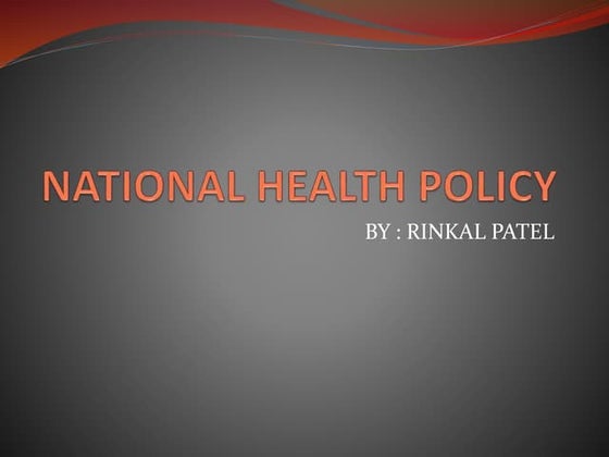 National health policy | PPT