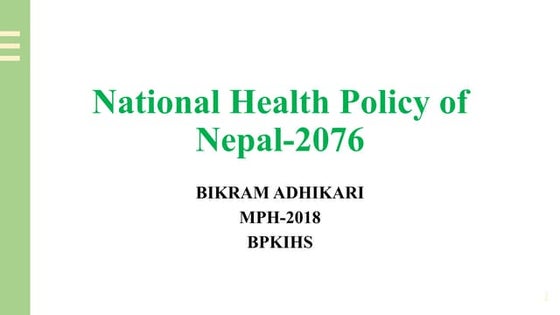 National Health Policy (Nepal) | PPTX