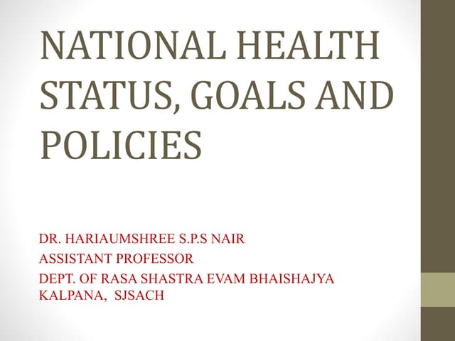 National Health Programs, Objectives, Fucntions | PPTX