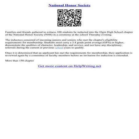 National Honor Society Application Essay | PDF