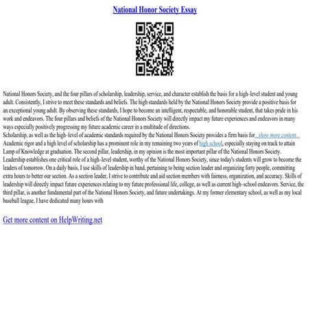 National Honor Society Essay | PDF