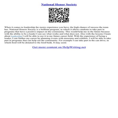 National Honor Society Essay Conclusion | PDF