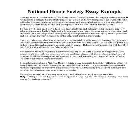 National Honor Society Essay Example | PDF
