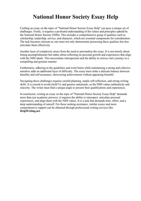 National Junior Honor Society Essay Examples.pdf | Secondary Education ...