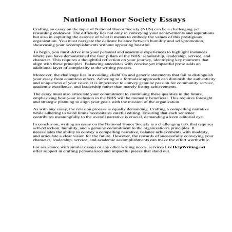 National Honor Society Essays. Wondrous National Honor Society Essay ...