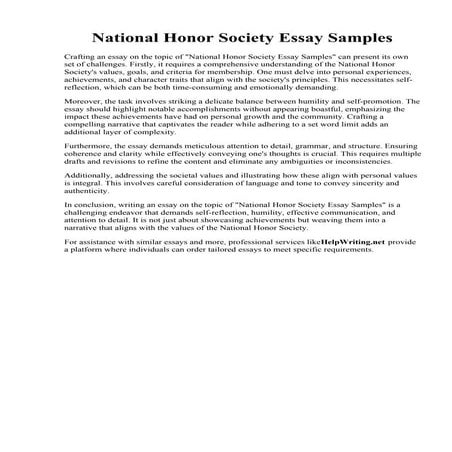 National Honor Society Essay Samples | PDF | Substance Abuse | Diseases ...