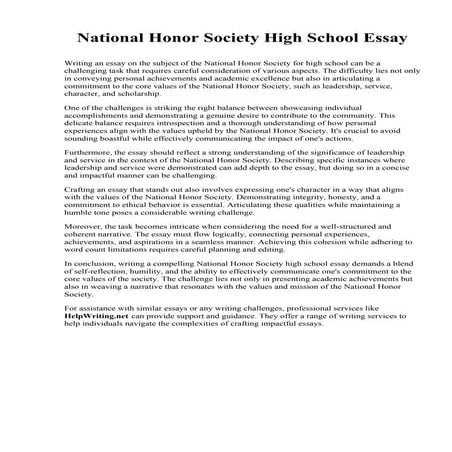 National Honor Society High School Essay | PDF
