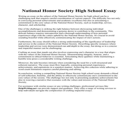 National Honor Society High School Essay | PDF | Judaism | Religion ...