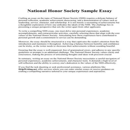 National Honor Society Sample Essay. Kansas City Art Institute | PDF