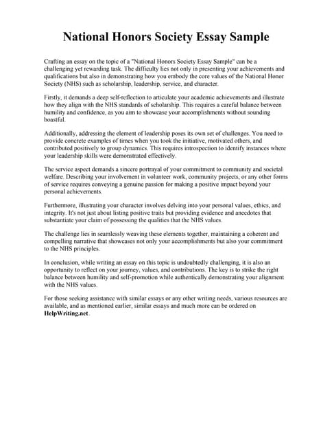 National Junior Honor Society Essay Examples.pdf | Secondary Education ...